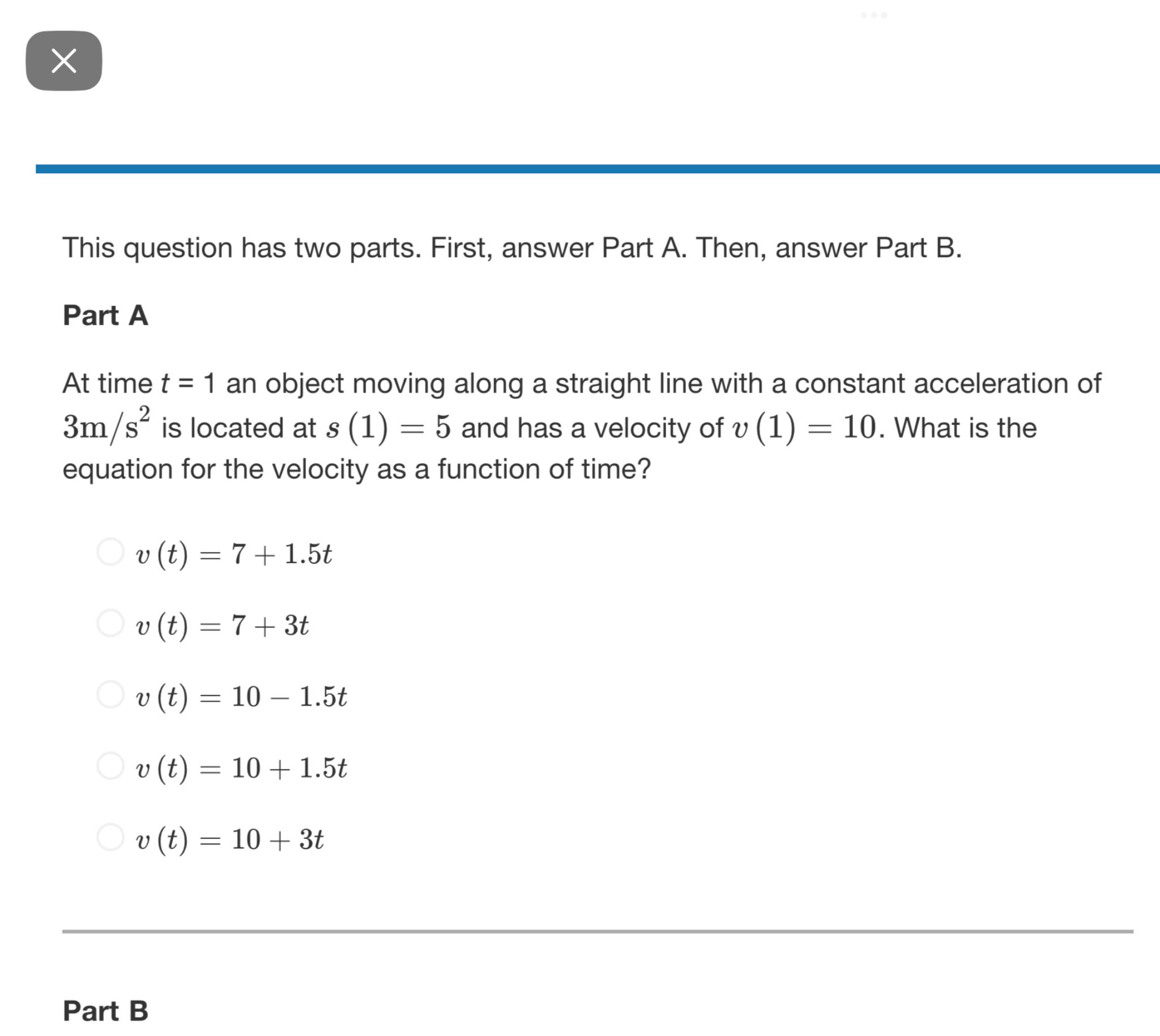 Solved This question has two parts. First, answer Part A. | Chegg.com