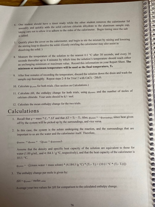 Solved Enthalpy of Solutions Report Jantz morgan Name: | Chegg.com