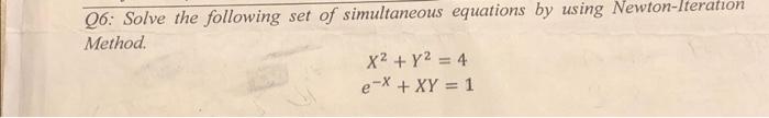 Q6: Solve the following set of simultaneous equations | Chegg.com
