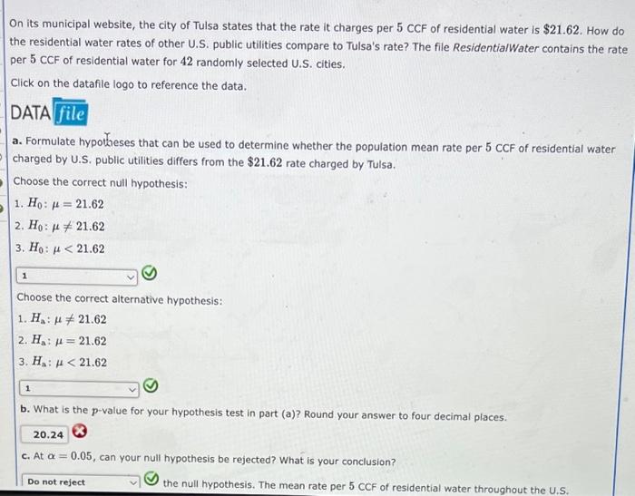 Solved On its municipal website, the city of Tulsa states | Chegg.com