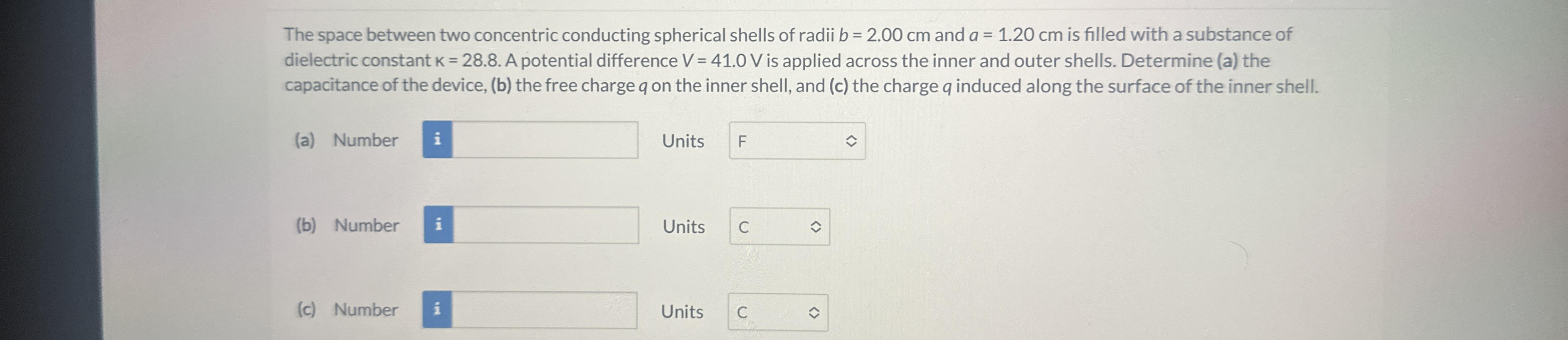 Solved The space between two concentric conducting spherical | Chegg.com