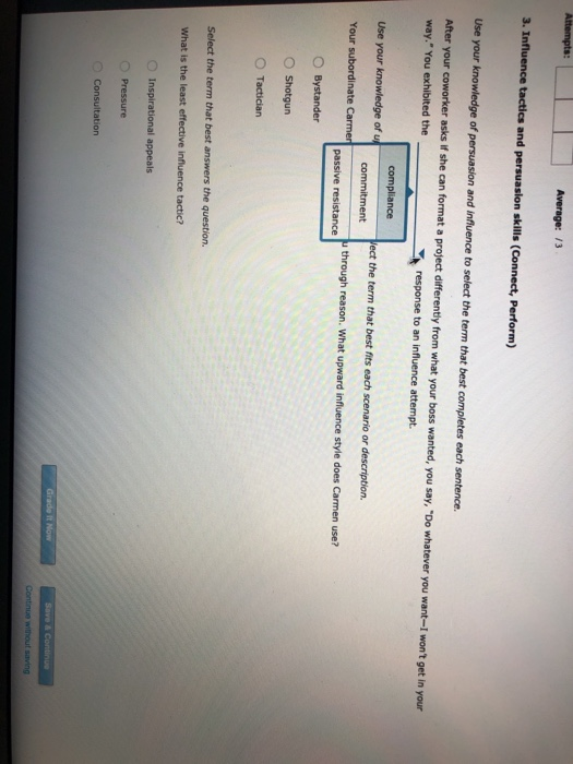 Solved Attempts: Average: 73 3. Influence tactics and | Chegg.com