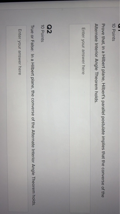 Solved 10 Points Prove that, in a Hilbert plane, Hilbert's | Chegg.com Solved 10 Points Prove that, in a Hilbert plane, Hilbert's | Chegg.com