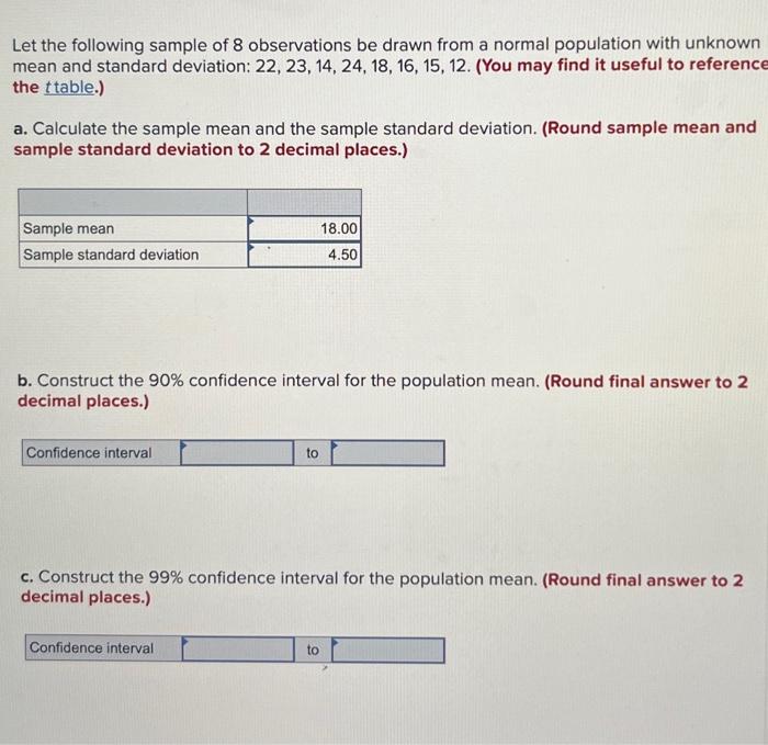Solved Let the following sample of 8 observations be drawn | Chegg.com