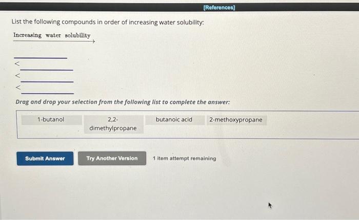 Solved List the following compounds in order of increasing | Chegg.com