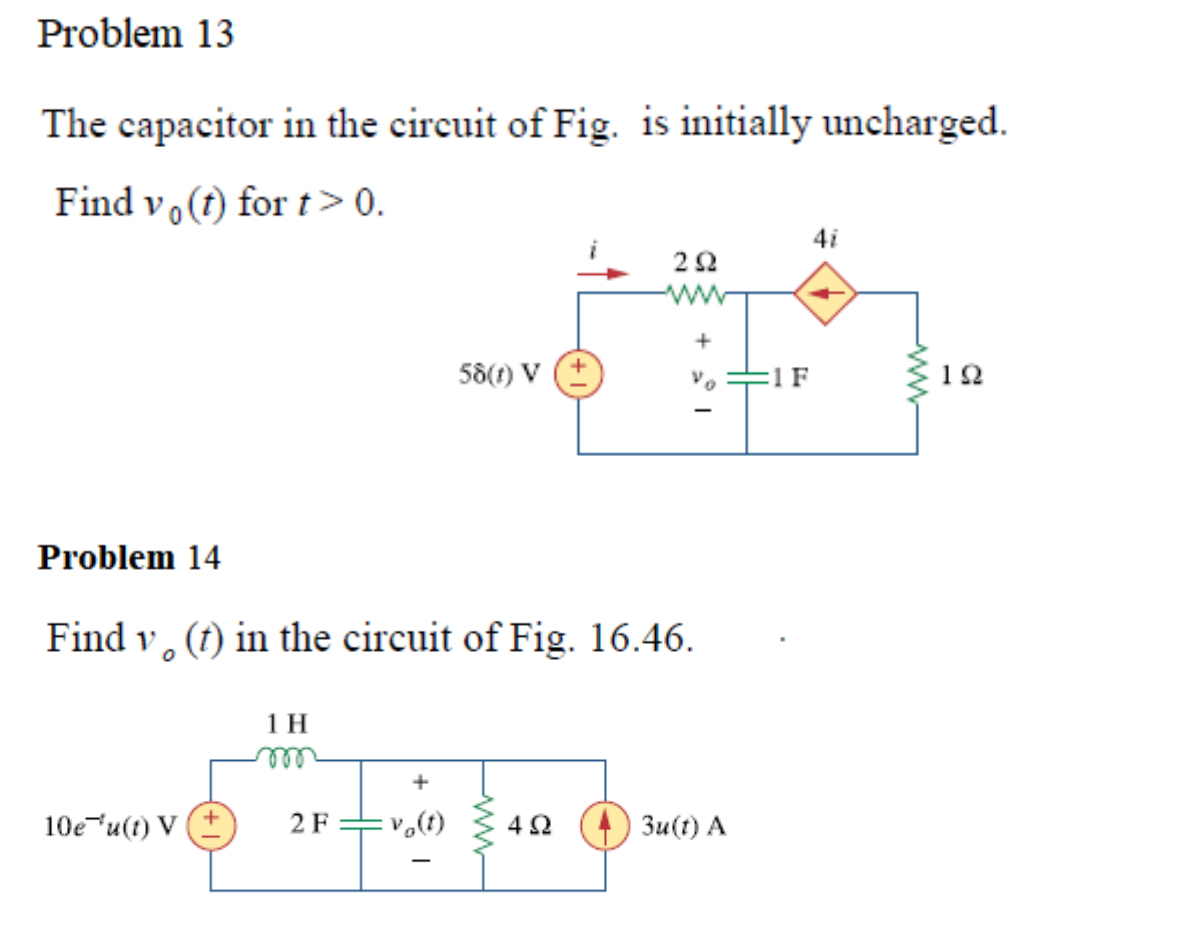 Solved Problem 13The capacitor in the circuit of Fig. is | Chegg.com