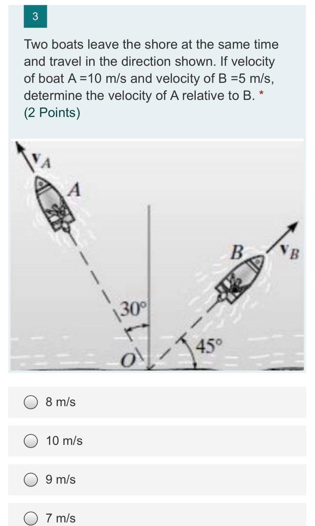 Solved 3 Two boats leave the shore at the same time and | Chegg.com