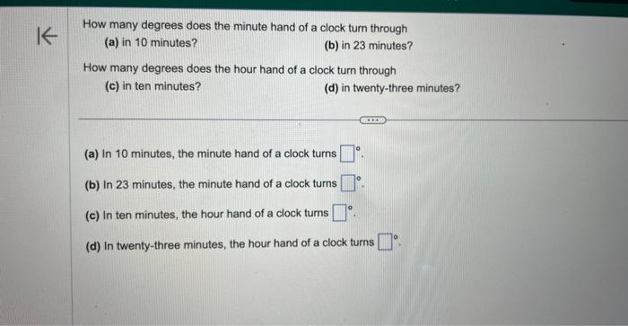 Solved How many degrees does the minute hand of a clock turn | Chegg.com