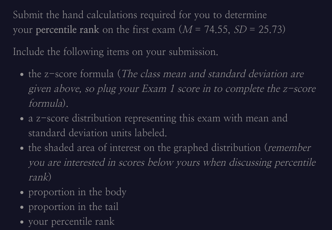 Solved DRAW a a z-score distribution representing this exam | Chegg.com