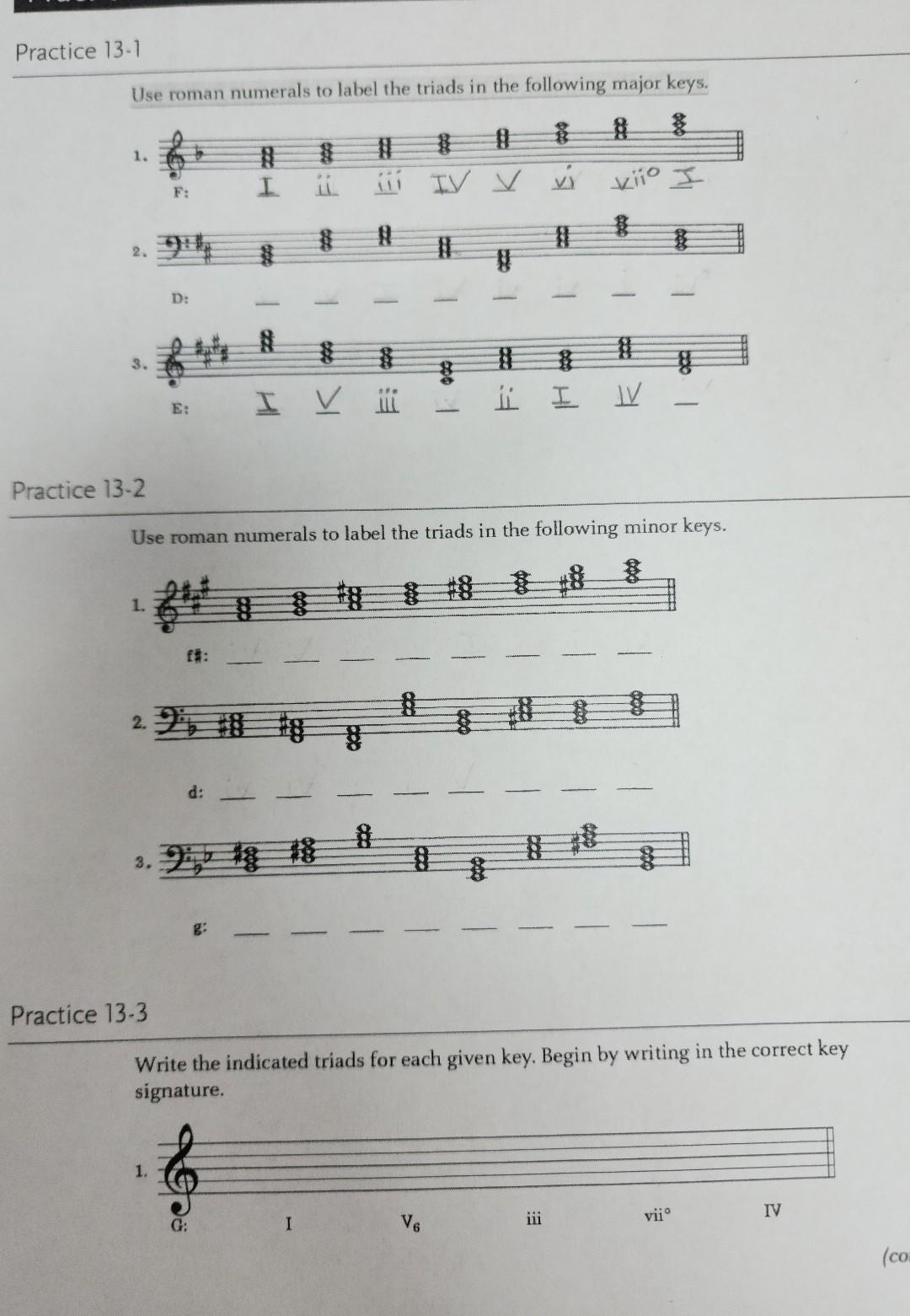 Use roman numerals to label the triads in the | Chegg.com