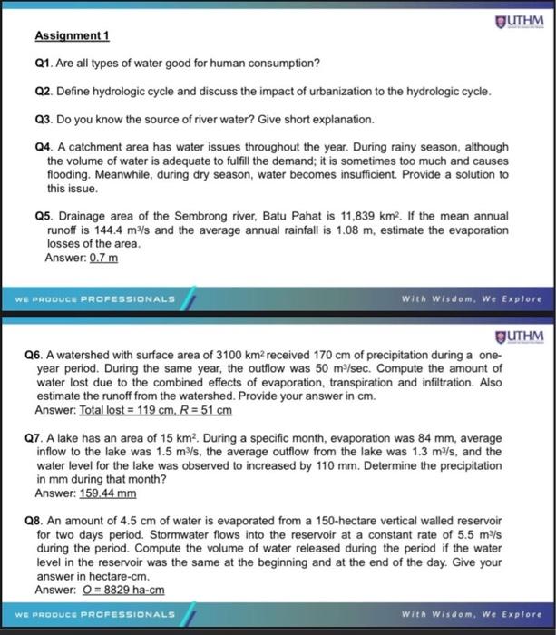Solved Assignment 1 Q1. Are all types of water good for | Chegg.com