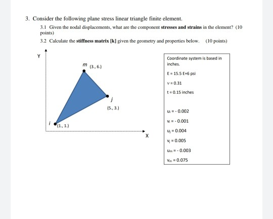 Solved 3. Consider the following plane stress linear | Chegg.com