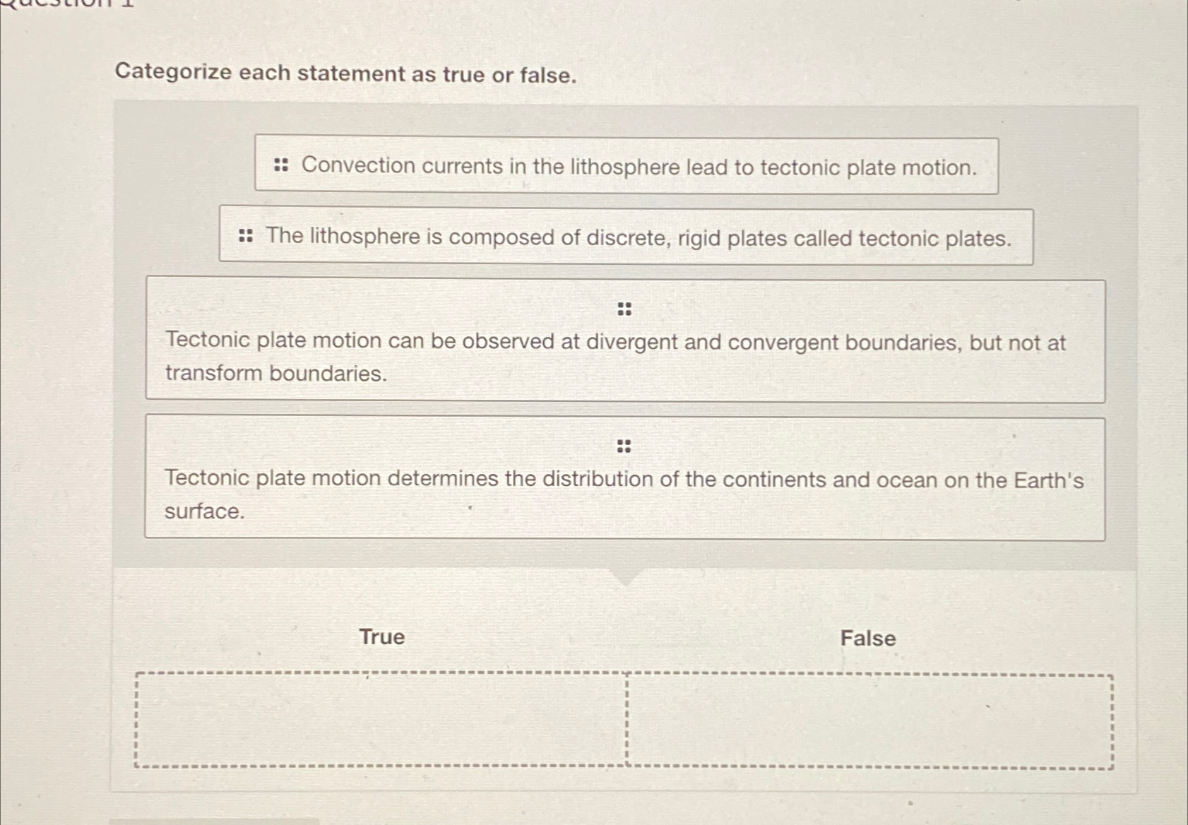 Solved Categorize each statement as true or false.:: | Chegg.com