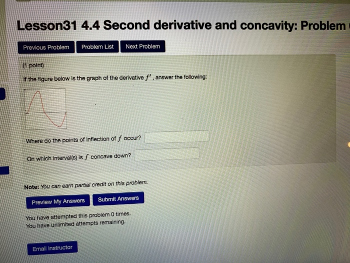 Solved 207 lesson31.4.4 second_derivative and concavity 12 | Chegg.com