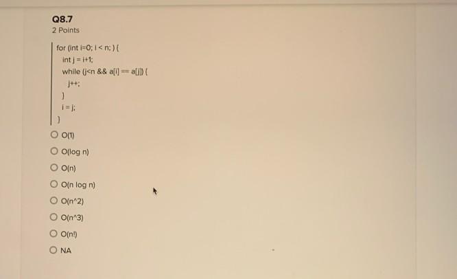 Solved Q8 Complexity Analysis - Classifying algorithms 10 | Chegg.com