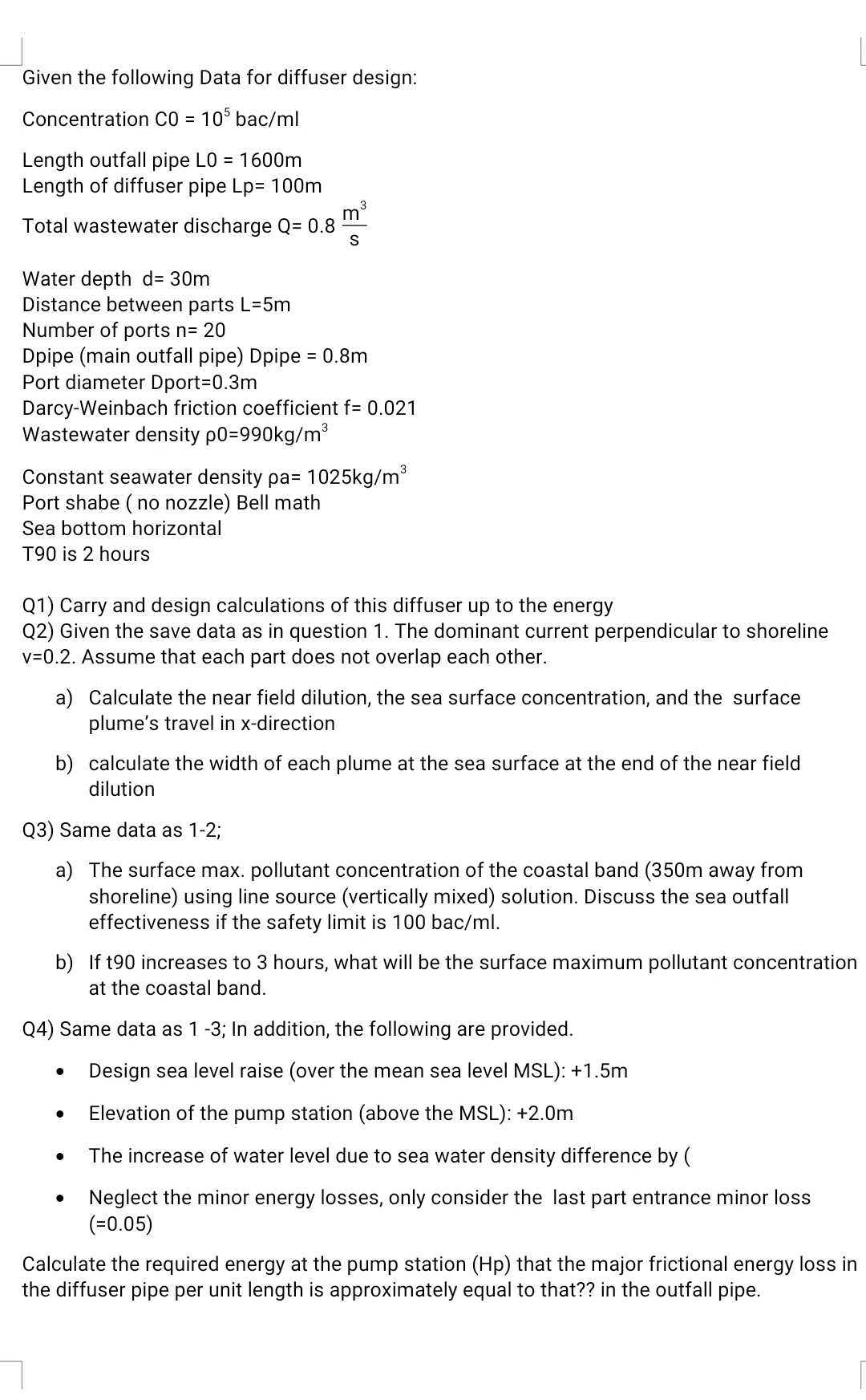 Given the following Data for diffuser | Chegg.com