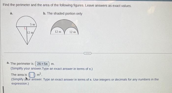 Solved Find the perimeter and the area of the following | Chegg.com