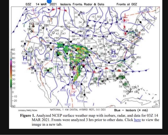 Solved Figure 3. Analyzed NCEP upper-air weather map with | Chegg.com