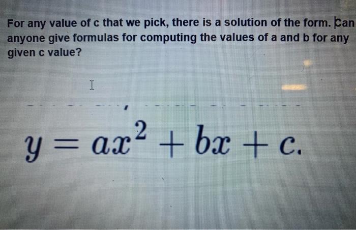 Solved y=ax2+bx+c | Chegg.com