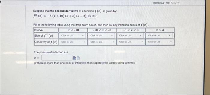 Solved Suppose that the second derivative of a function f | Chegg.com
