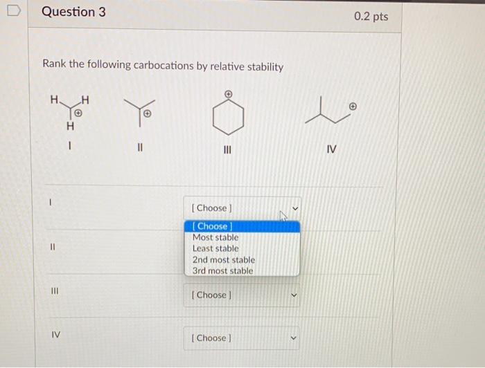 Solved Rank the following carbocations by relative stability | Chegg.com