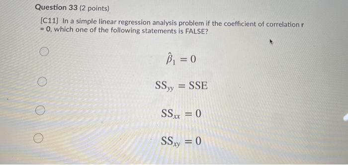 Solved Question 33 (2 points) [C11] In a simple linear | Chegg.com