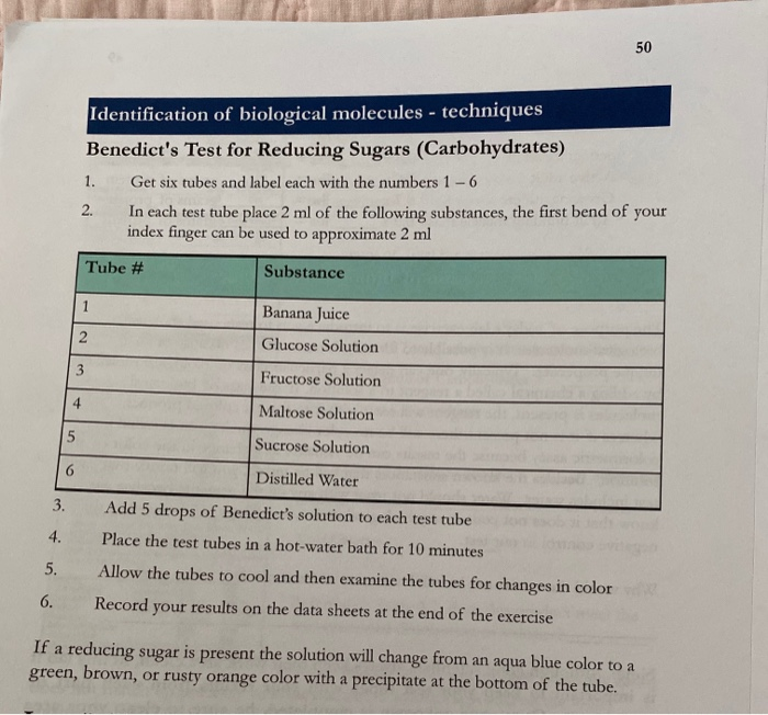 Solved 50 Identification of biological molecules - | Chegg.com