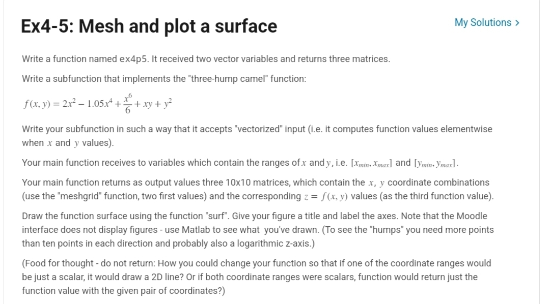 Solved Ex4-5: Mesh and plot a surfaceMy Solutions >Write a | Chegg.com
