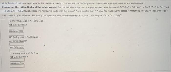 Solved Write balanced net ionic equations for the reactions | Chegg.com