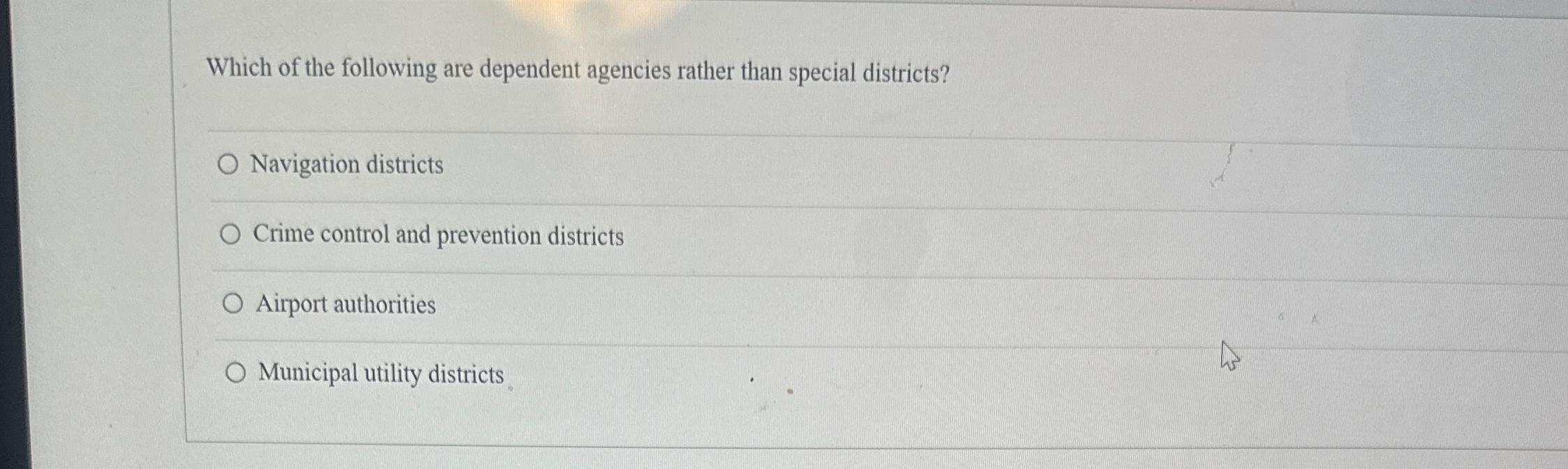 Solved Which of the following are dependent agencies rather | Chegg.com