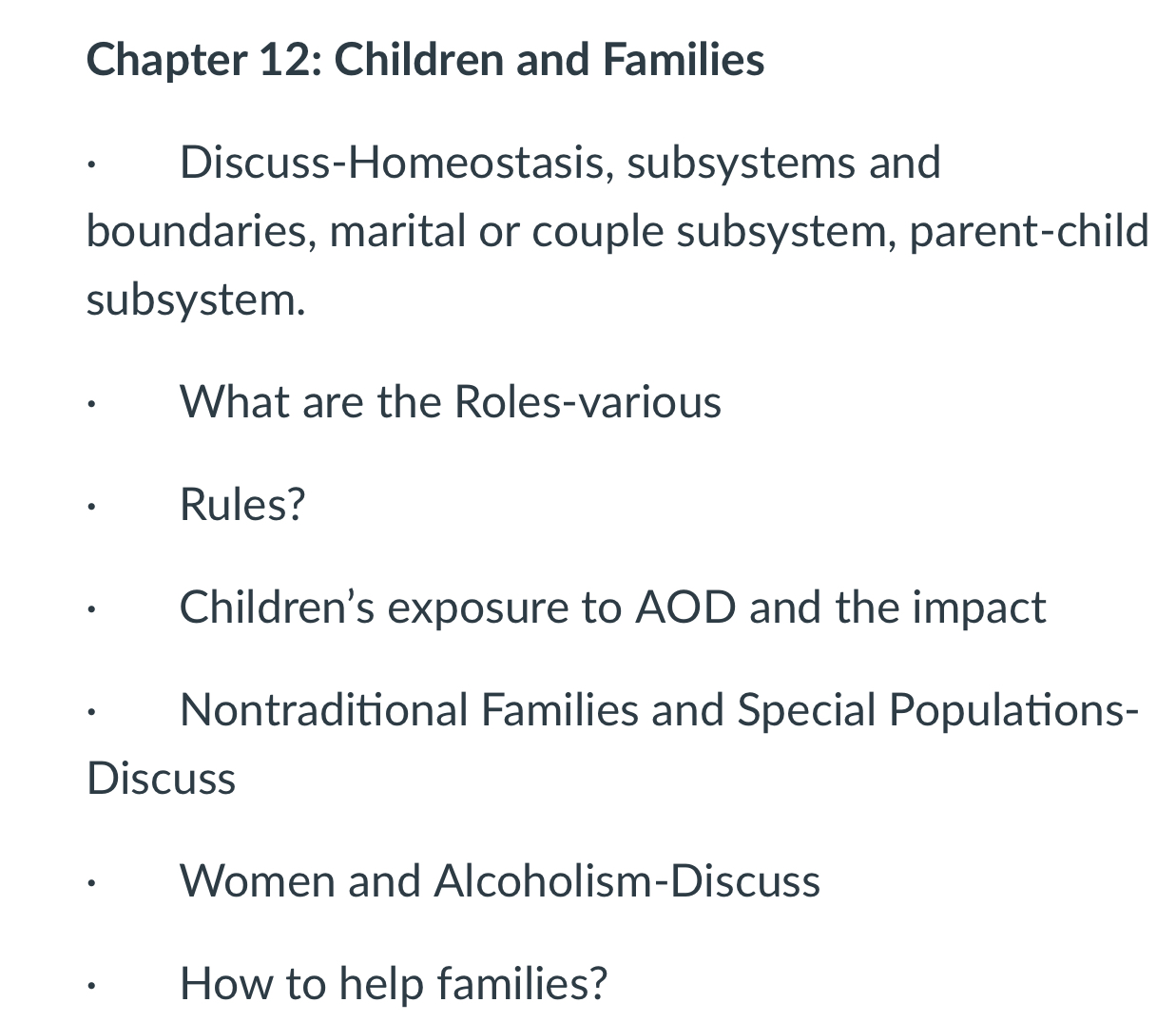 Solved Chapter 12: Children and FamiliesDiscuss-Homeostasis, | Chegg.com