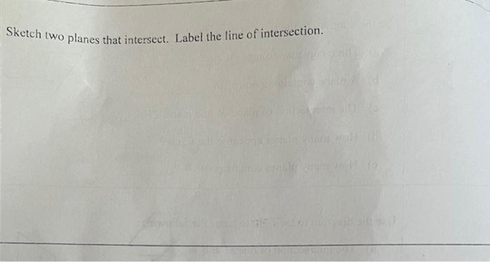 Solved Sketch two planes that intersect. Label the line of | Chegg.com