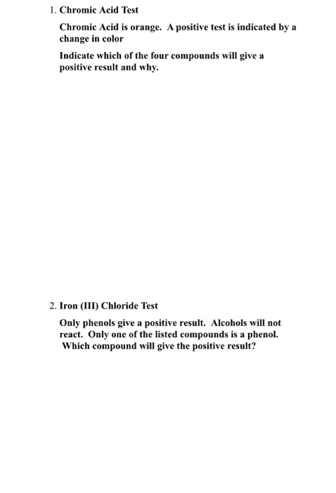 Solved 1. Chromic Acid Test Chromic Acid is orange. A | Chegg.com