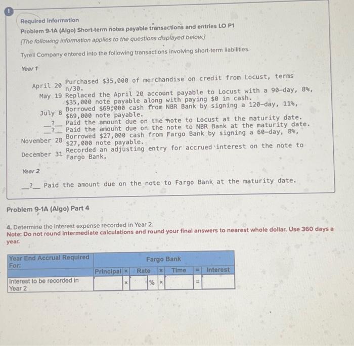 Solved (1) Required Information Problem 9-1A (Algo) | Chegg.com