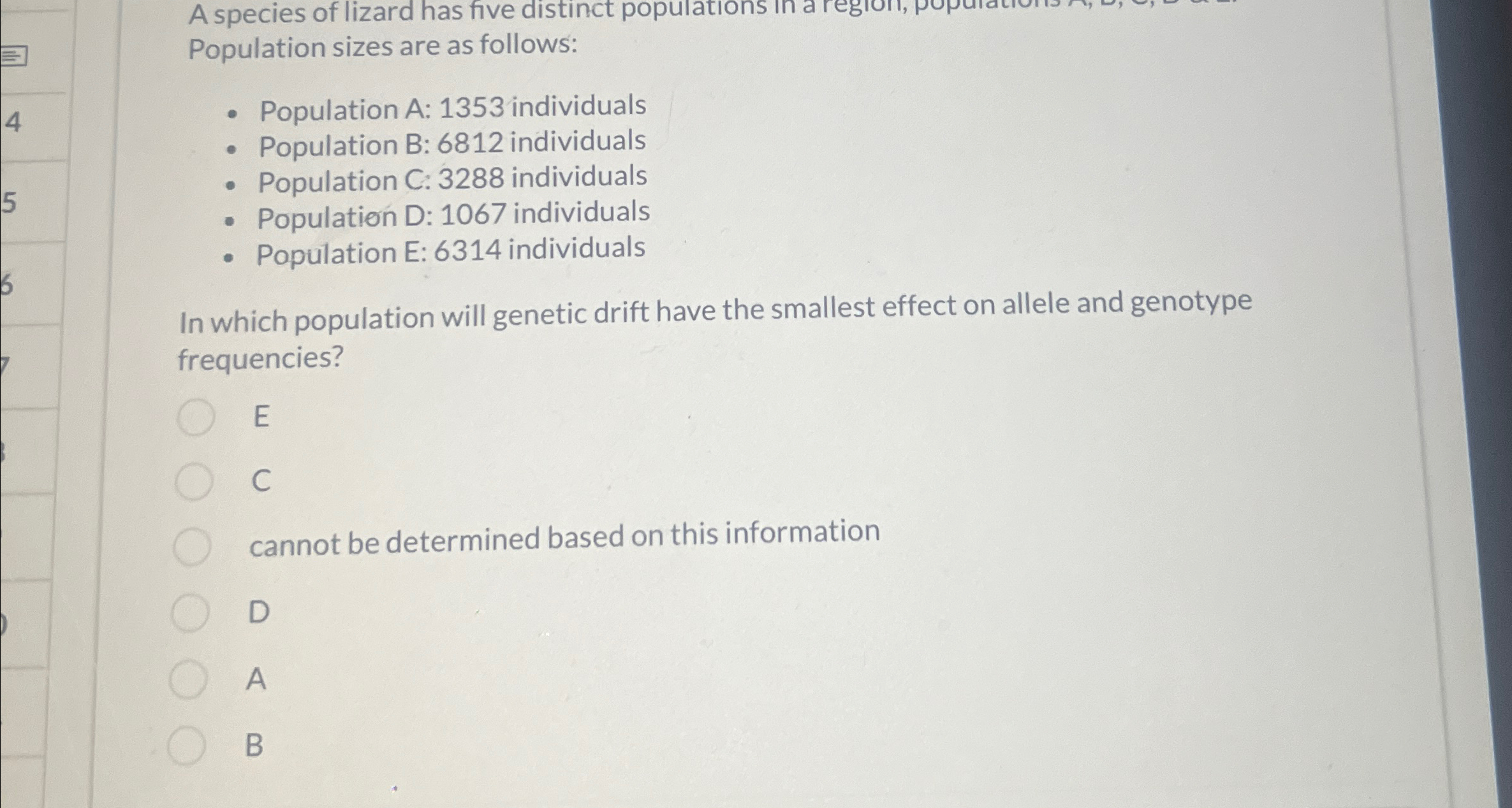 Solved A species of lizard has five distinct populations | Chegg.com