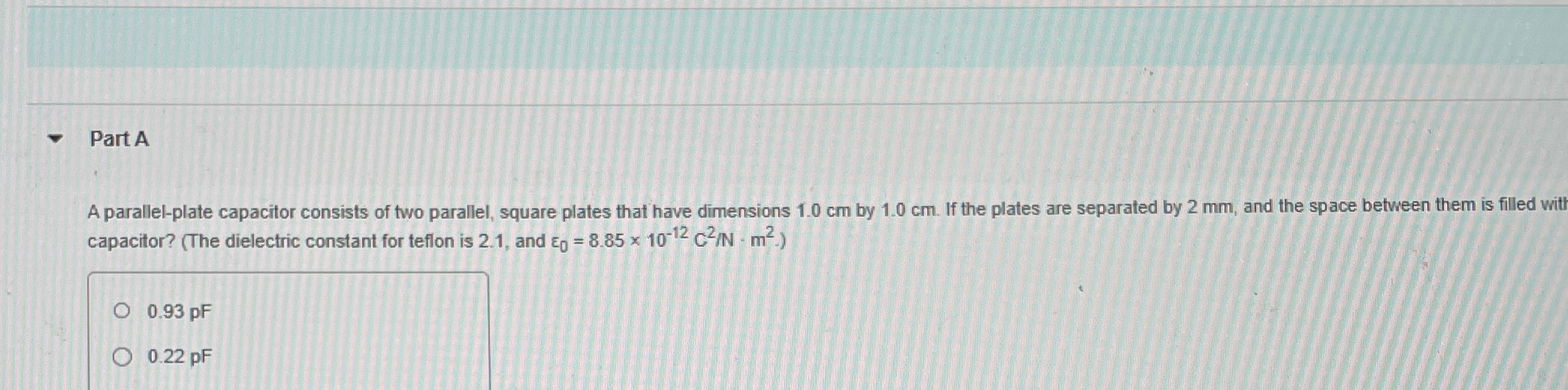 Solved Part AA parallel-plate capacitor consists of two | Chegg.com