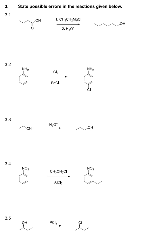 Solved State possible errors in the reactions given | Chegg.com