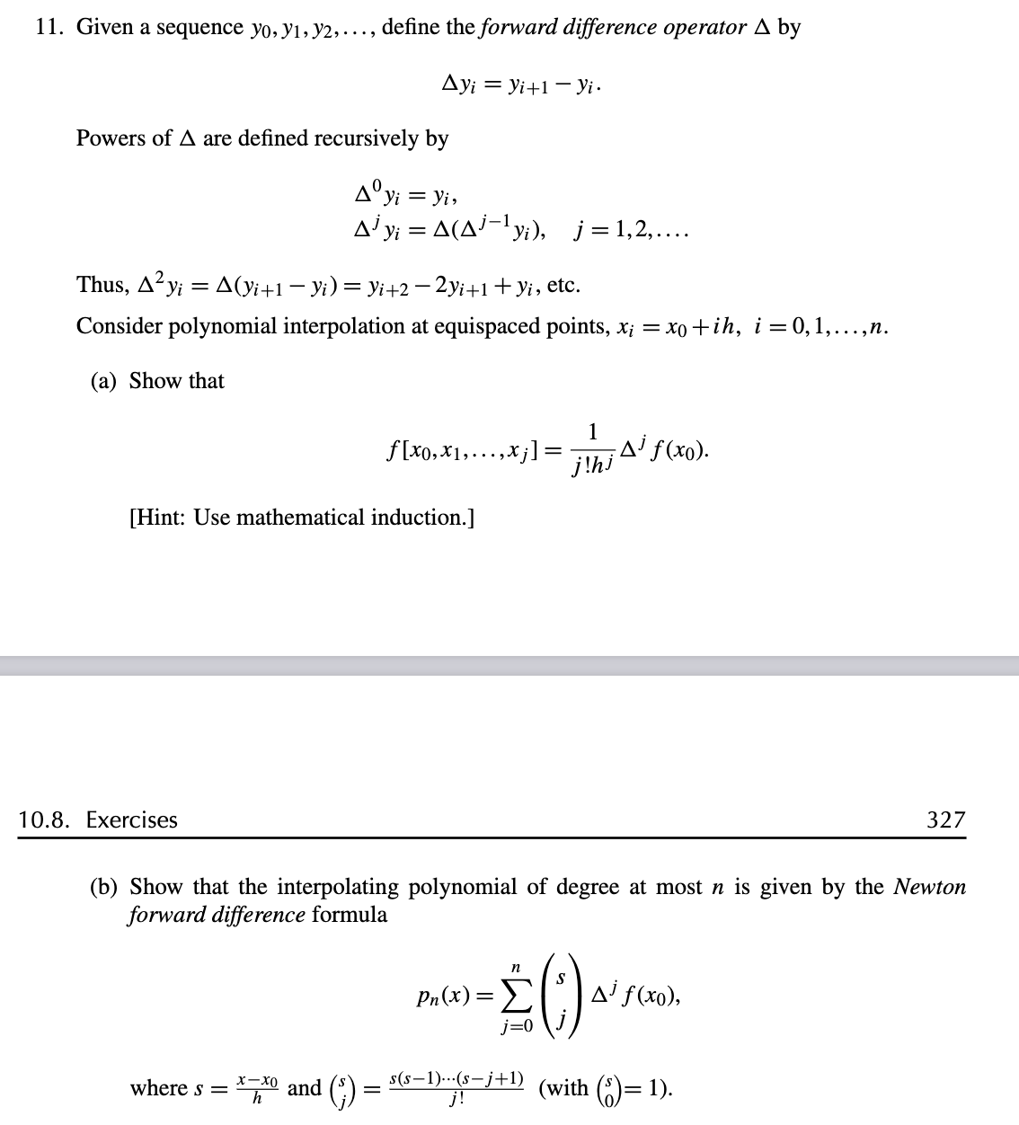 Solved Given a sequence y0,y1,y2,dots, define the forward | Chegg.com