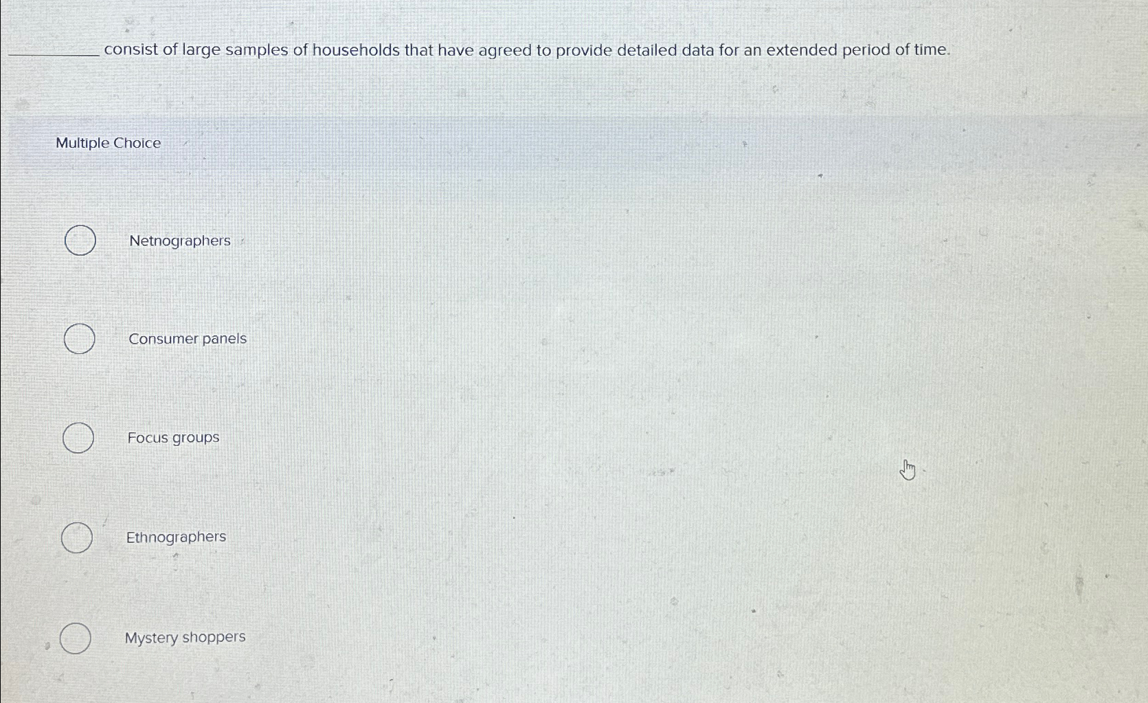 Solved consist of large samples of households that have | Chegg.com