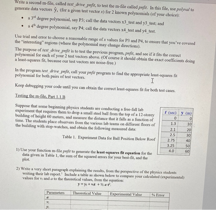 Writing the m-file In this section we will be writing | Chegg.com