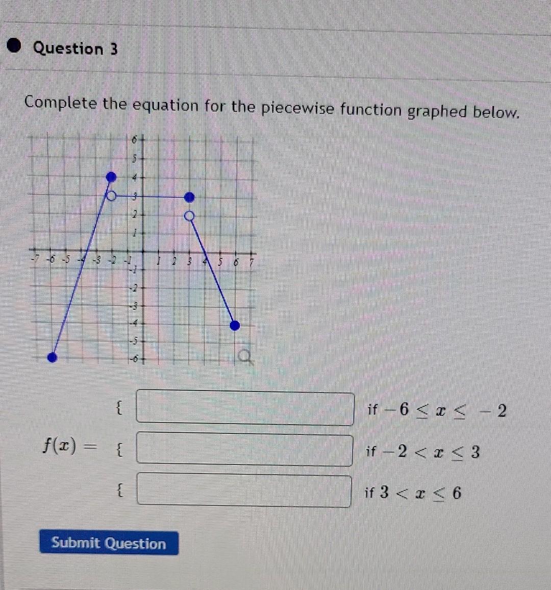 Solved Question 3 Complete the equation for the piecewise | Chegg.com