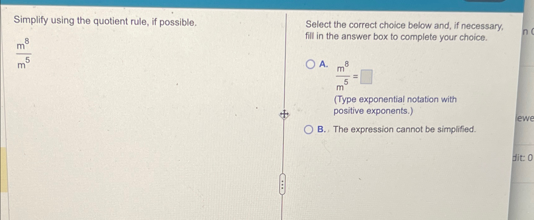 Solved Simplify using the quotient rule, if | Chegg.com