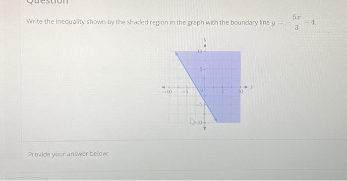 Solved Write the inequality shown by the shaded region in | Chegg.com