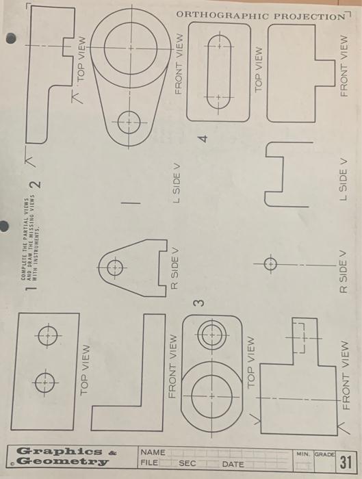 Solved Complete the partial views and draw the missing views | Chegg.com