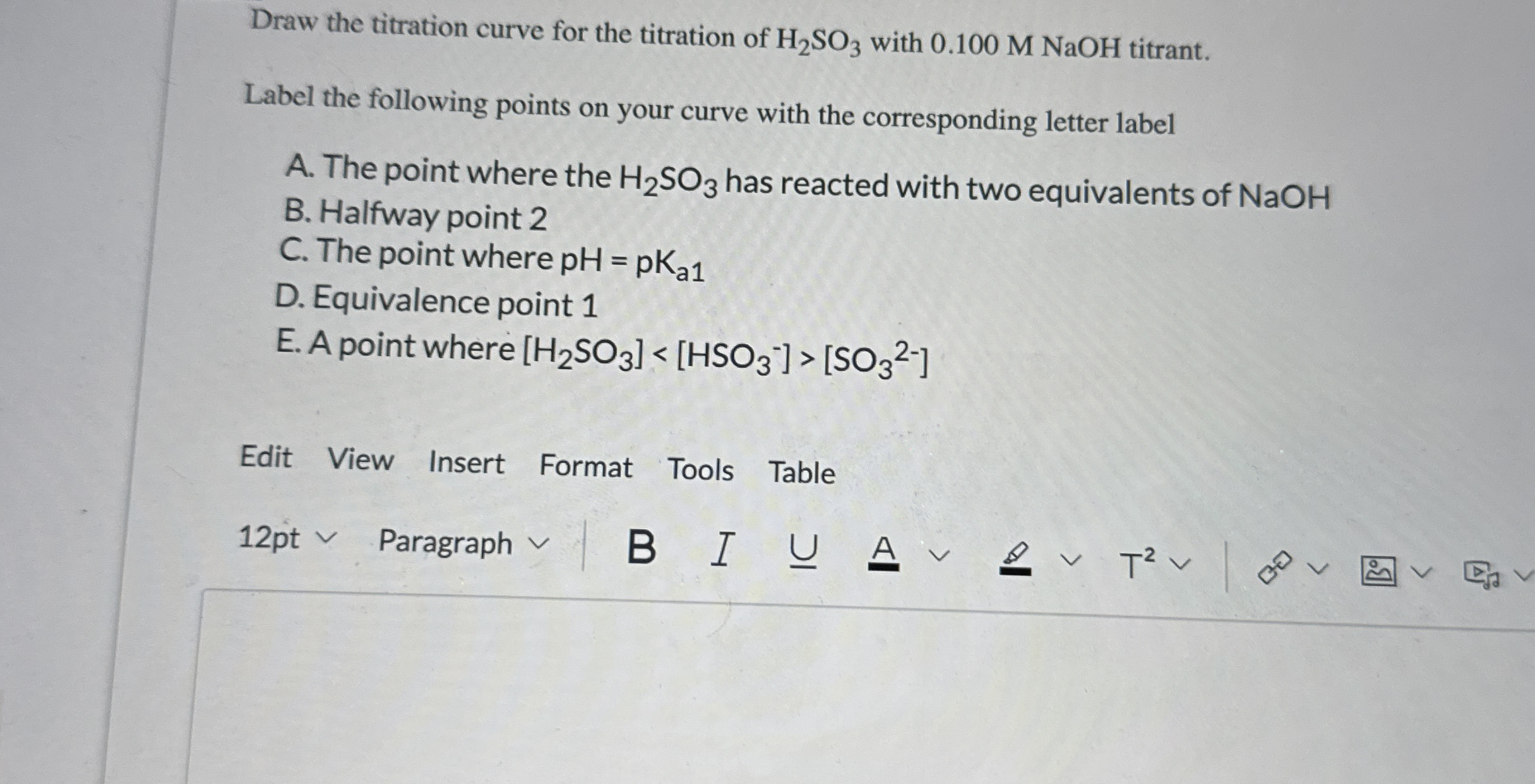 Solved Draw the titration curve for the titration of H2SO3 | Chegg.com
