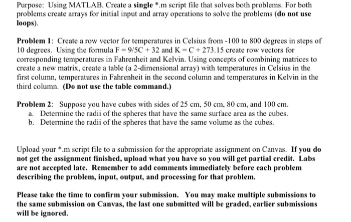 Solved Purpose Using Matlab Create A Single M Script 2382