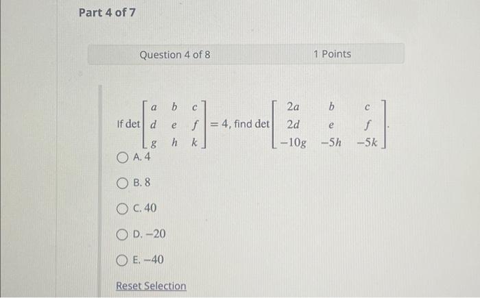 Solved If det⎣⎡adgbehcfk⎦⎤=4, find | Chegg.com