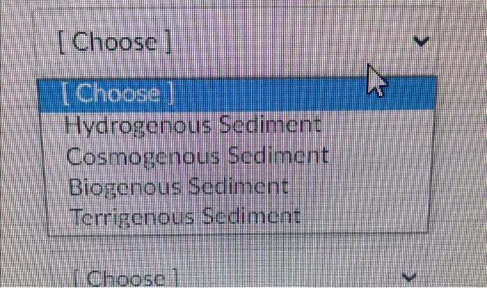Solved Match the sediment with its sediment type below. | Chegg.com