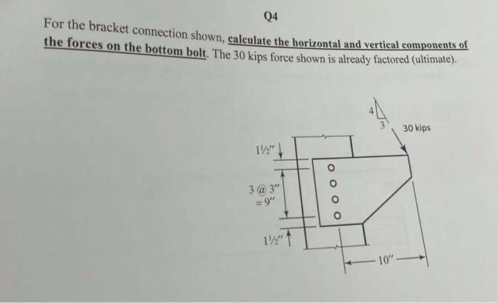 Solved Q4 For the bracket connection shown, calculate the | Chegg.com