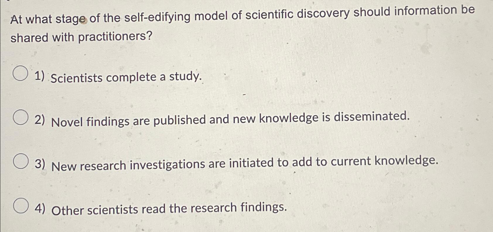 Solved At what stage of the self-edifying model of | Chegg.com